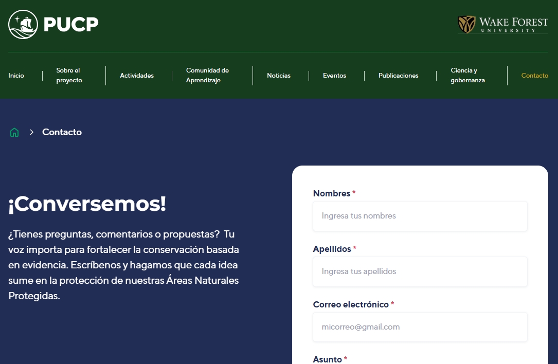 Contacto | Proyecto Ciencia y Gestión en Perú